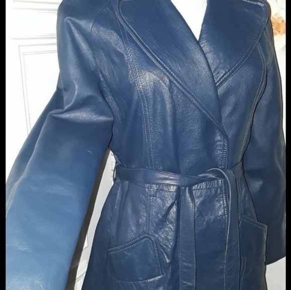 Jackets & Coats | Vintage Blue Leather Jacket | Poshmark
